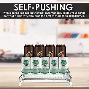 Drink Organizer for Fridge, Soda Organizer for Refrigerator, Can Dispenser, Automatic Pusher Glide, Pantry Organization, Holds Up To 15 cans, Spring Loaded Beverage Storage