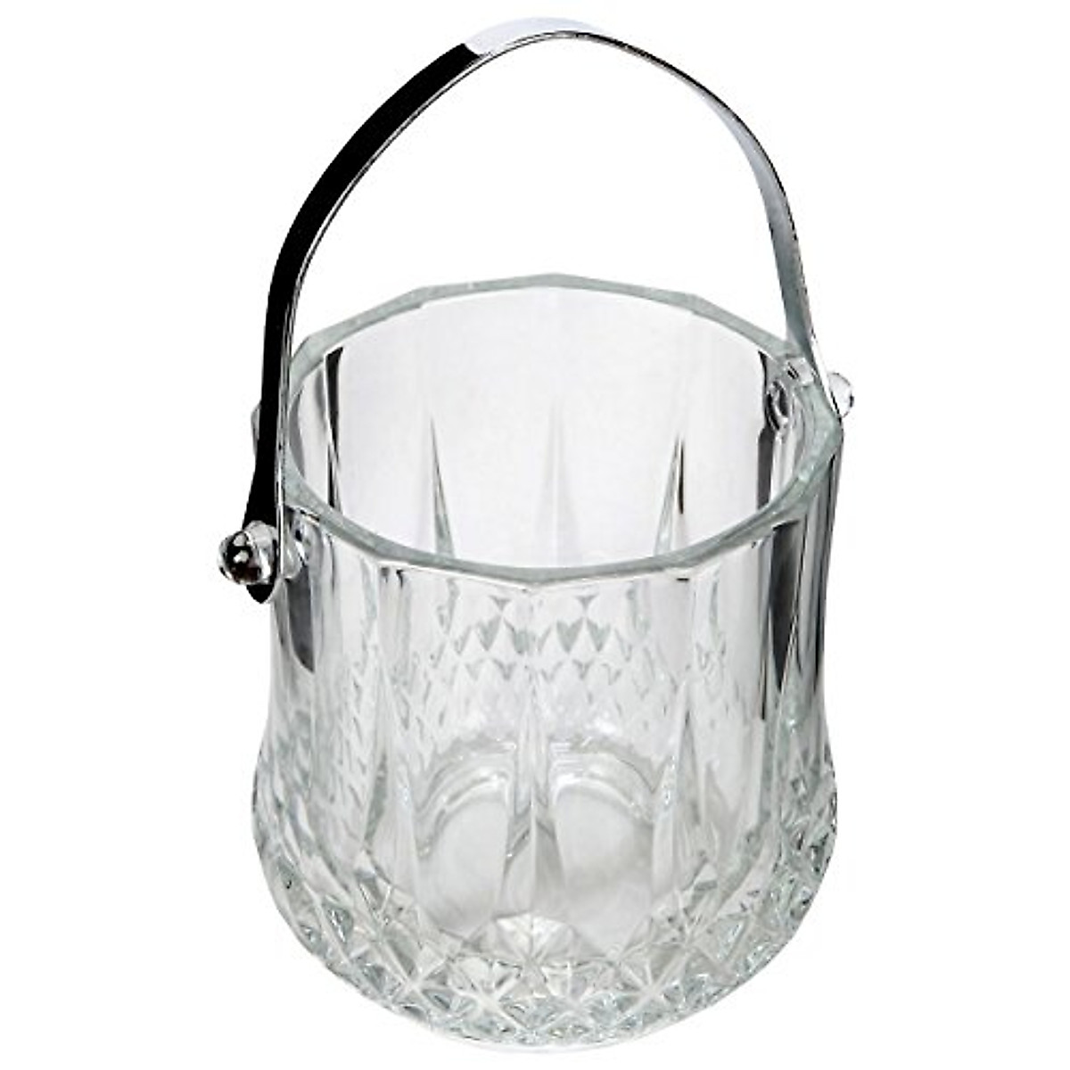 Lily's Home Glass Ice Bucket with Handle and SS Tongs, This Beautiful Piece is Ideal for Entertaining and Every Day Use