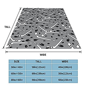 Throw Blanket Fluffy Blankets Grey Hockey Customized Lightweight Blanket for Couch Watching TV 60 x 50 Inch