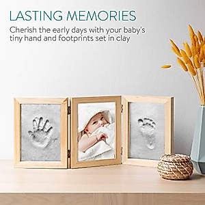 Navaris Baby Handprint and Footprint Kit - Keepsake Set with Frame and Clay for Casting Babies Hand and Foot Prints - Ideal for Newborn Boys and Girls