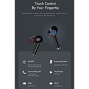 Loluka Noise Cancelling Earbuds Bluetooth Wireless Earbuds Waterproof Headphones ANC Earphones with Microphone Small Mini Ear Buds for Sports Workout Running Office