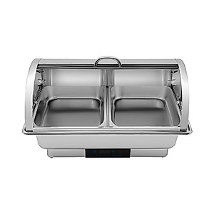 Electric Chafing Dish,Flip Top Chafing Dish,Dual Compartment Chafing Dish,Stainless Steel Electric Chafing Dis,for Parties,Wedding Brunches,Picnics,Buffets