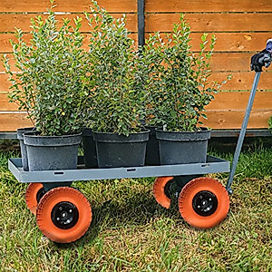 4.10/3.50-4 tire and Wheel Flat Free,10" Solid Tire Wheel with 5/8" Bearings,2.1" Offset Hub,for Gorilla Cart,Garden Carts,Dolly,Trolley,Dump Cart,Hand Truck/Wheelbarrow/Garden Wagon (2 Pack-Orange)