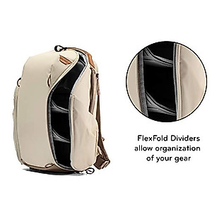 Peak Design Everyday Backpack Zip 15L Bone, Carry-on Backpack with Laptop Sleeve (BEDBZ-15-BO-2)
