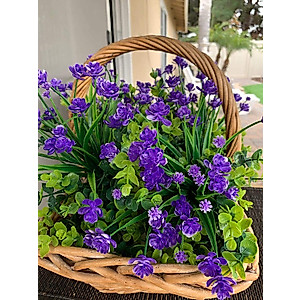 Artificial Flower Greenery Plants for Home Kitchen Dining Room Hanging Planter Garden,4 Bundles (8PCS, Purple)
