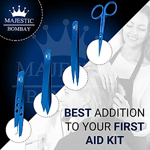Precision Personal Grooming Set Professional Quality Stainless Steel Luxury Tweezers + Nail Scissor in Titanium Blue Perfect for Ingrown Hair, Eyebrow Hair, Nose and Facial Hairs Great for Splinters