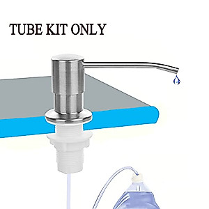 Layfoo Build in Soap Dispenser Extender Tube, 47 Inch Under Sink Soap Dispenser Extension Tube Kit, Soap Dispenser Tubing Extension Kit for Kitchen Sink, Upgrade Check Valve Fit Most Soap Container