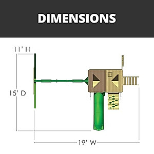 Gorilla Playsets 01-0003-AP Chateau Swing Set with Wood Roof, Wave Slide, and Rock Wall, Amber