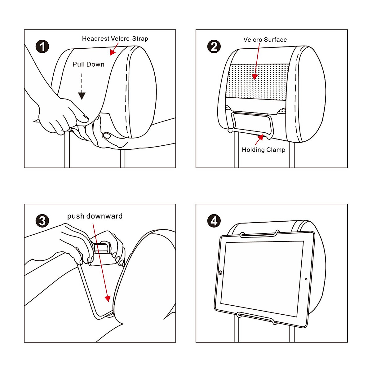 Car Headrest Holder WANPOOL Car Headrest Mount for Kindle Fire Tablet 7Inch / Fire HD 8 / Fire HD 10 / Kindle Fire HD 7Inch and Other Tablets, Black