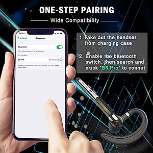 Bluetooth Headset HonShoop Bluetooth 5.0 in Ear Bluetooth Earpiece Wireless Headphones Promoting sound clear Earphones with Mic for Business/Workout/Driving (Grey)