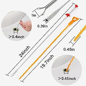 Omont Drain Clog Remover Tool,13 Pack Snake Drain Clog Remover Hair Clog Remover Tool, 24 Inch Stainless Steel Claw(1PCS) and Plastic Drain Cleaner Tool (12PCS) for Sink,Tube, Kitchen and Bathroom