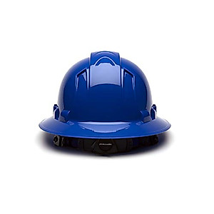 Pyramex Ridgeline Full Brim Hard Hat, Vented, 4-Point Ratchet Suspension, Blue