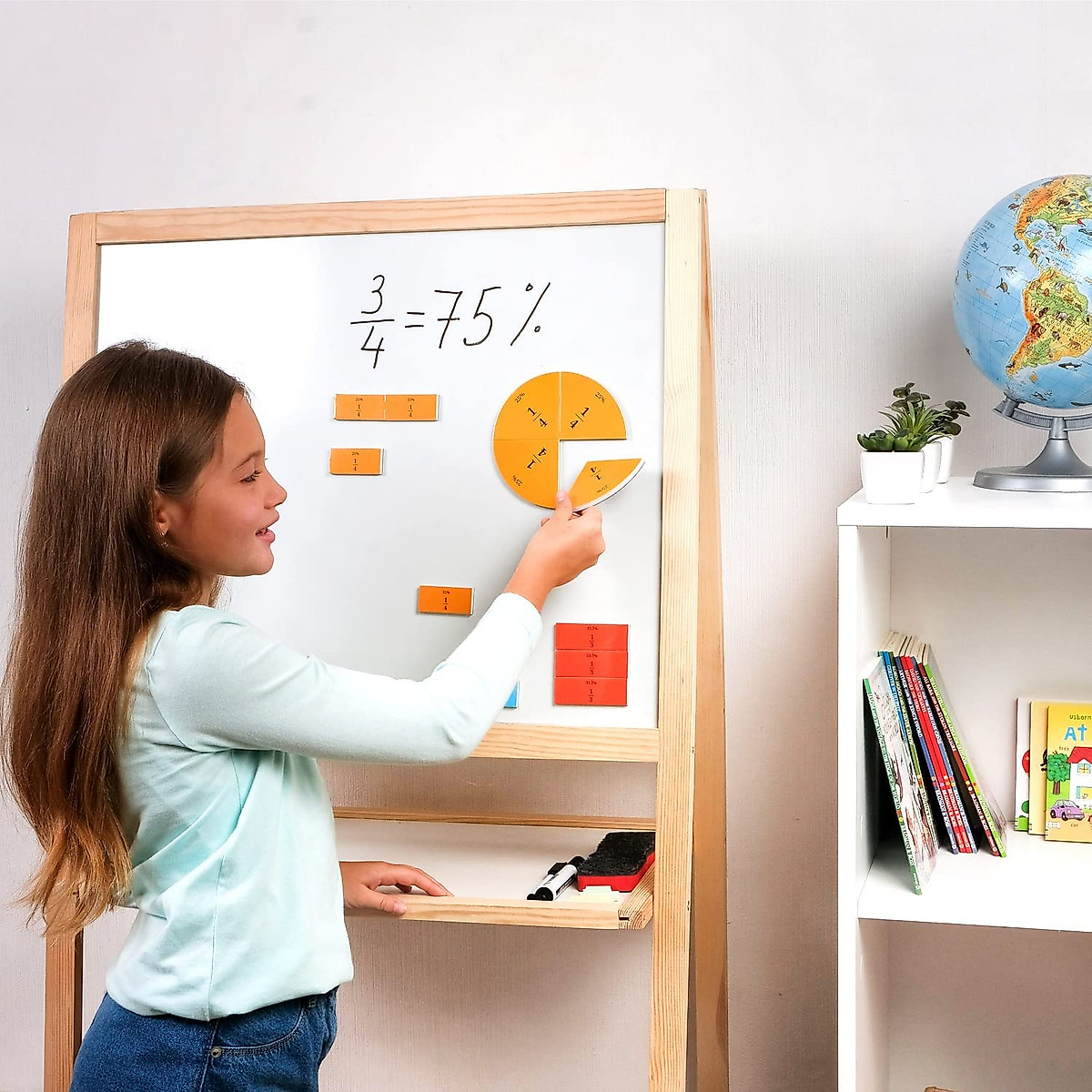 166 PCS Magnetic Fraction Tiles & Fraction Circles with Percentages - Math Manipulatives for Elementary School, Fraction & Percent Strips & Bars, Fraction Manipulatives Class Set, Homeschool Supplies