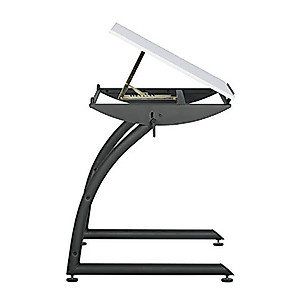 SD STUDIO DESIGNS Triflex Drawing Table, Sit to Stand Up Adjustable Office Home Computer Desk, 35.25" W X 23.5" D, Charcoal Black/White