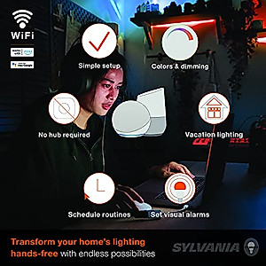 SYLVANIA Wifi LED Smart Strip Light Expansion Kit, 6.5ft, Indoor, Full Color & Adjustable White, Compatible with Alexa and Google Home Only - 1 Pack (75705)