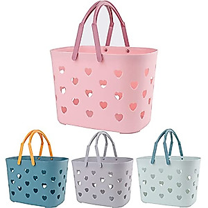 Peohud 4 Pack Portable Shower Caddy Basket, Plastic Storage Basket with Handle, Caddy Organizer Bin for Bathroom, College Dorm, Pantry, Kitchen