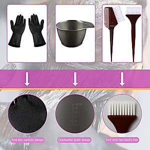 SOFYE 42pcs Hair Dye Coloring Kit, Brush and Mixing Bowl Set with Scalp Massager Shampoo Brush, Tinting Bowl, Ear Cover, Gloves, DIY Salon Hair Painting Bleaching Tools