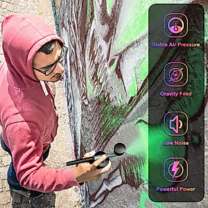 Airbrush Kit with Compressor, Air Brush Gun Rechargeable Portable High Pressure Air Brushes with 0.3mm Nozzle and Cleaning Brush Set for Painting, Tattoos, Nail, Makeup, Art, Cake Decorating (Black)