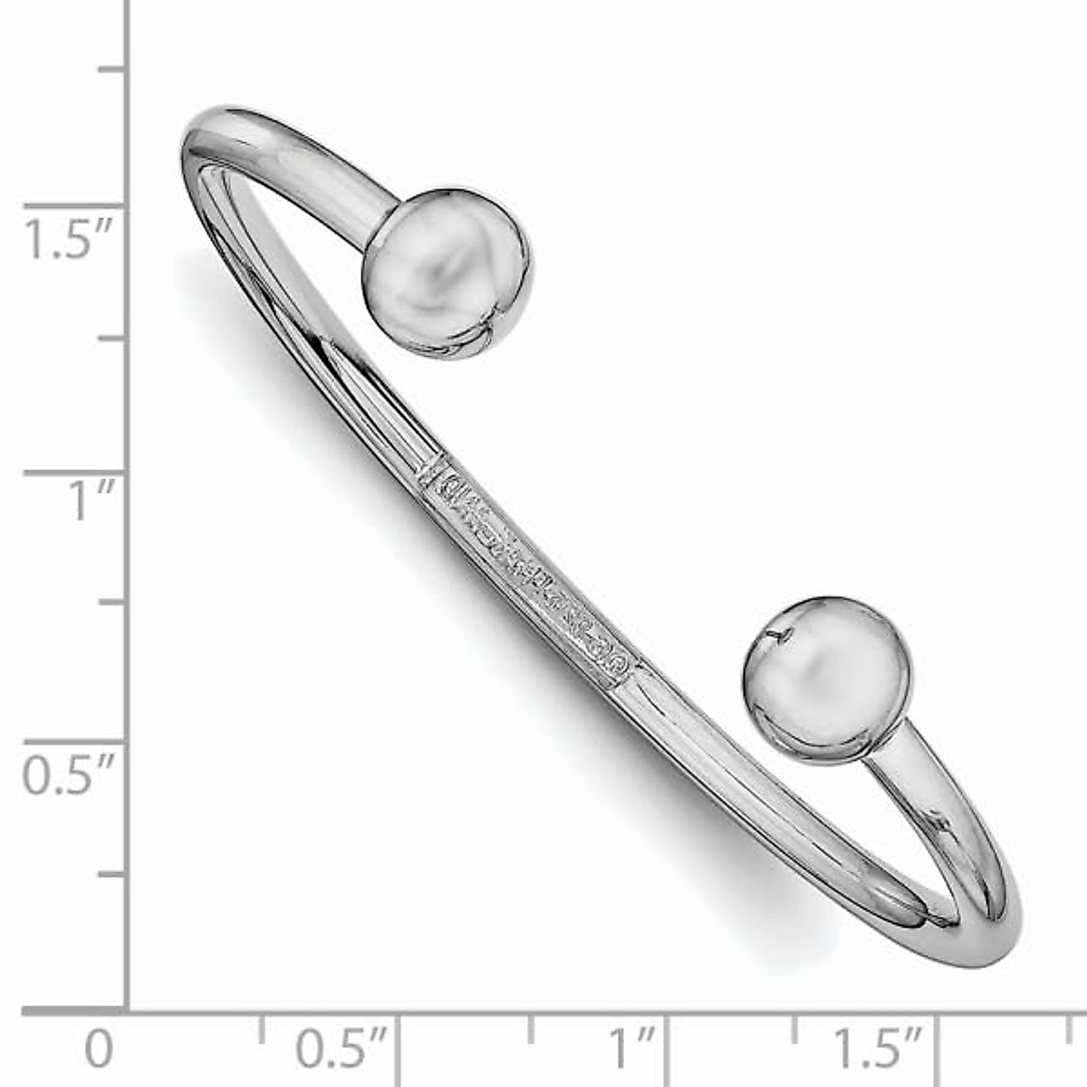 IceCarats 925 Sterling Silver 3mm Cuff Bangle Bracelet
