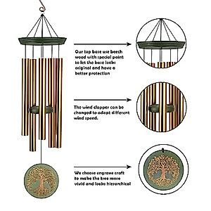 WindChimes Outdoor Deep Tone,Large Memorial Wind Chimes for Loss of Loved One Engrave Tree of Life,Sympathy Wind Chimes for Oouside, Gifts for Mother,Garden Home Yard Hanging Decor