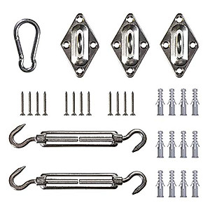 Amgo Triangle Sun Shade Sail Canopy Installation Hardware Kit Accessory 18 PC, 6 Inches Turnbuckles, 316 Stainless Steel, Anti Rust, Heavy Duty
