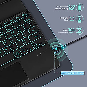 Doohoeek Multi-Device Bluetooth Backlit Keyboard with Trackpad, Keyboard with Mouse Pad & Kickstand for Tablets, Laptops, Phones and Computers