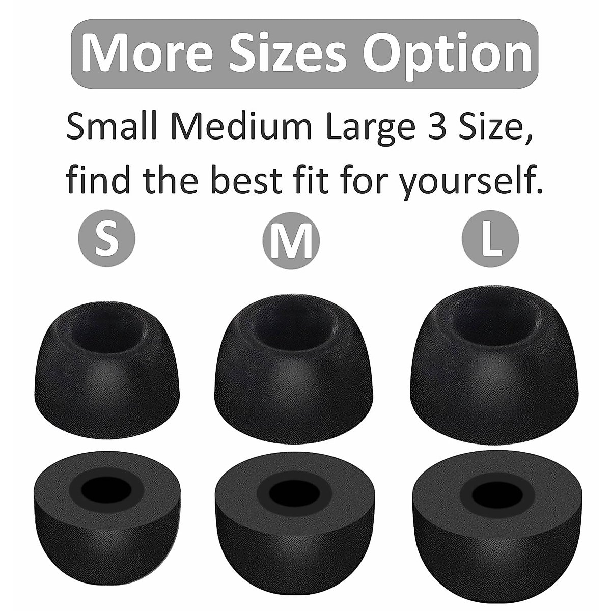 3 Pairs Memory Foam Elite 75T / Elite 3 / Elite 7 Pro Ear Tips Buds, Replacement Reduce Noise Comfortable Eartips Compatible with Jabra Elite 65T / Elite 7 Active/Elite 4 Active - S/M/L Black