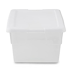 Sterilite 6 Quart Clear Plastic Stackable Storage Container Bin Box Tote with Snap-Close White Lid Organizing Solution for Home & Classroom, 72 Pack