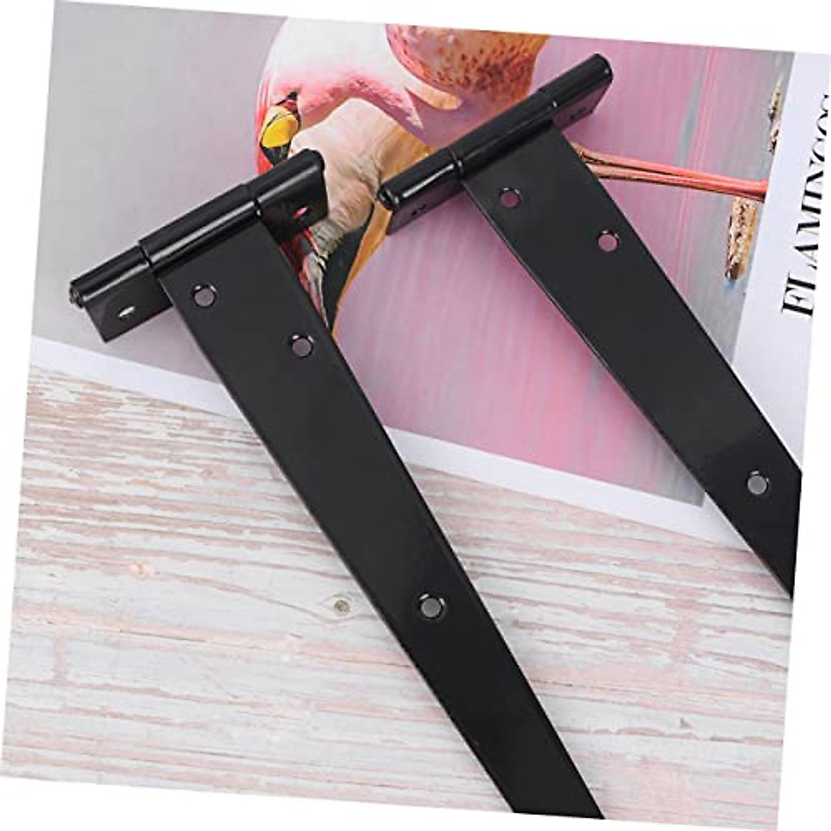 Housoutil 4pcs 10 Cabinet Hinges Black T Shape Hinges Heavy Duty Black Gate Hinges for Metal Black Gate Hinges for Wooden Fences Heavy Duty Barn Door Gate Spring Door Hinges Strap Hinges