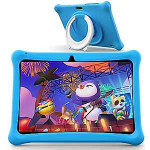 SGIN 10.1 inch Kids Tablet Android 12, 64GB ROM 2GB RAM(TF Card 512GB), Pre-Installed iWawa, Parental Control, 2.4G/5G WiFi, BT4.2, Dual Camera, Educational, Toddler Tablet Shockproof Case(Blue)