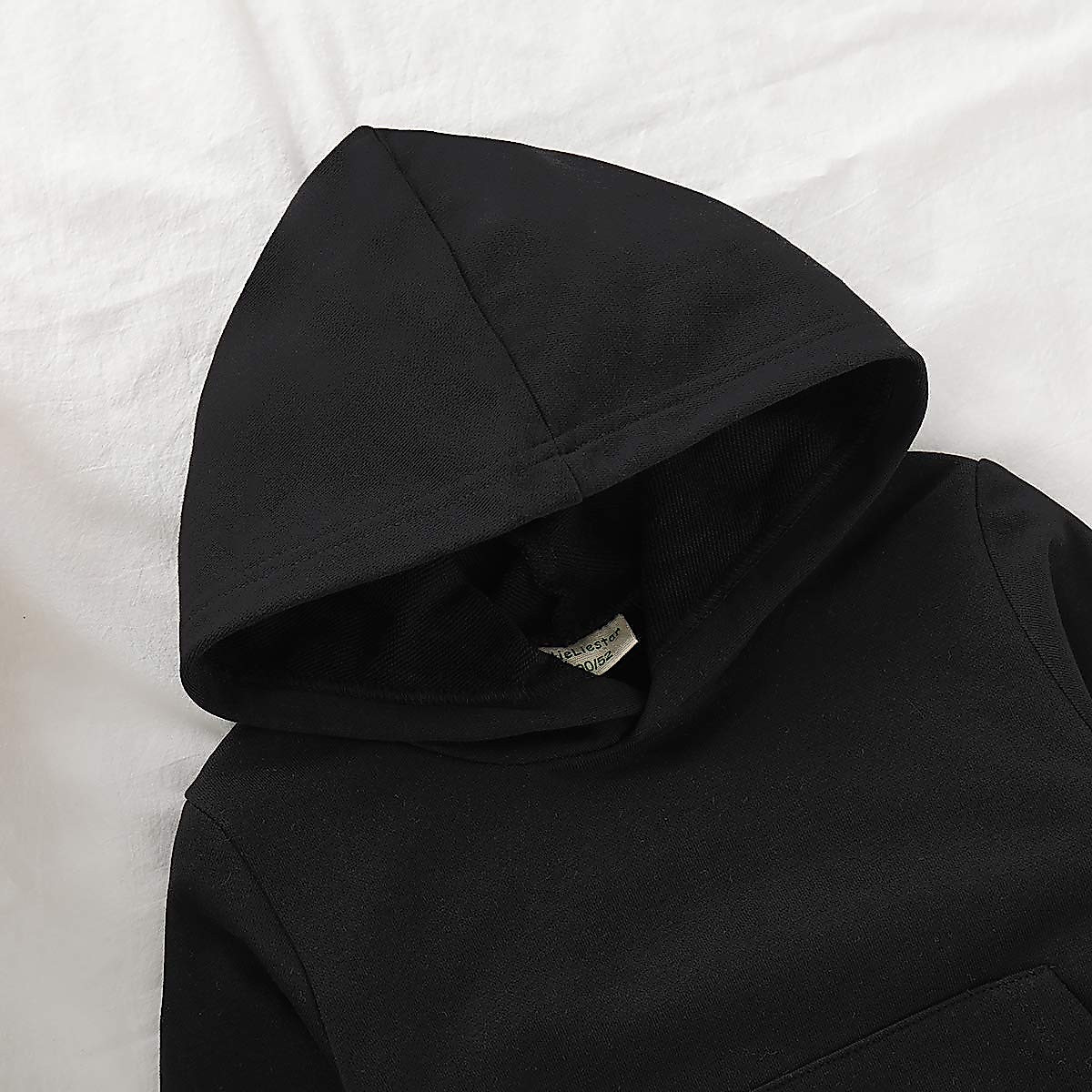 MODNTOGA Baby Sweatshirt 1-6 Years Old,Toddler Boy Girl Kids Autumn Winter Long Sleeve Solid Hooded Casual Tops Pullover (Black No Fleece, 90(2T))