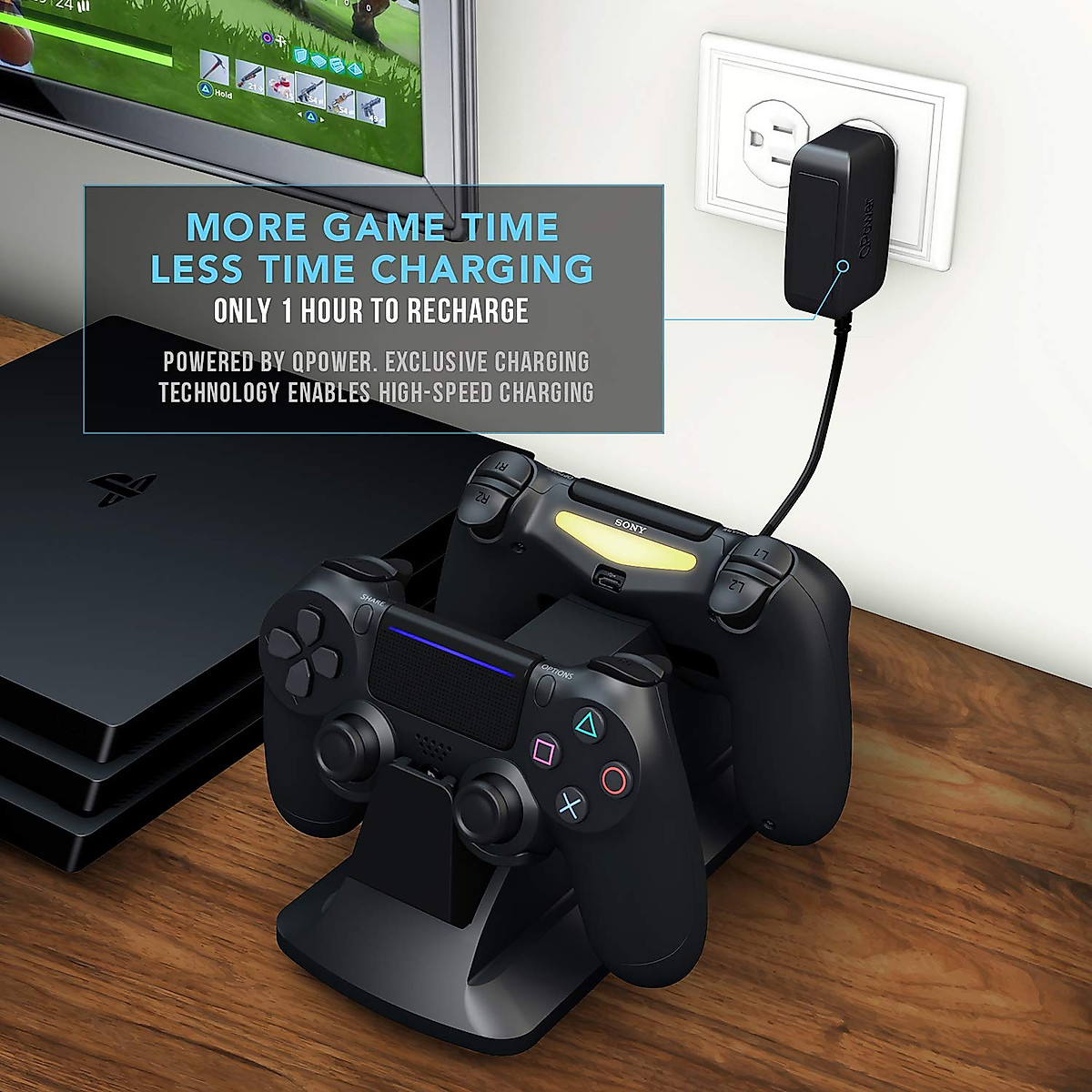 Sliq Gaming Controller Charger Charging Station with QPower AC Adapter - Fully Charge 1 Hour