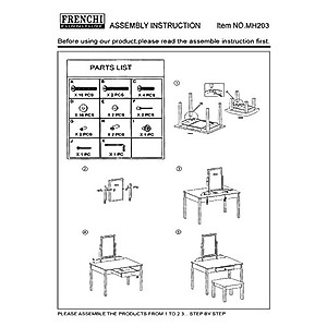 Frenchi Furniture Wood 3 Pc Vanity Set