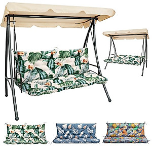 Matalde Outdoor Cushions for Patio Furniture, Patio Furniture Cushions with Straps and backrest, Hawaiian Style, 60x40 inches, 4" Thick, Porch Swing Cushions for Backyard and Garden