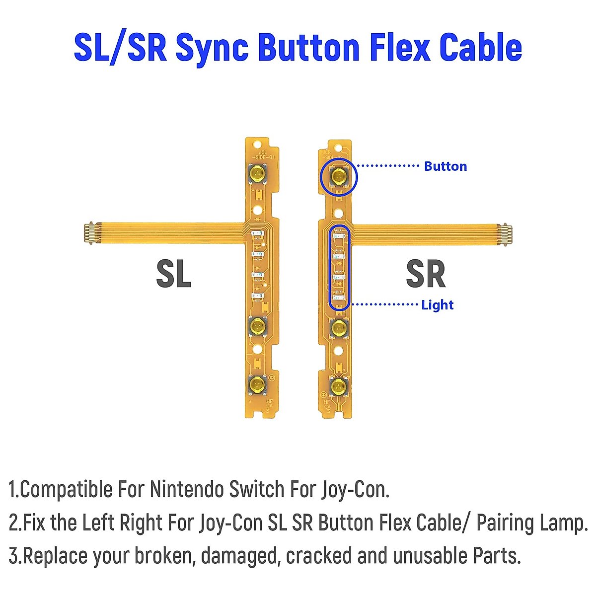 Mcbazel Replacement SL SR Left Right Sync Button Ribbon Flex Cable Set for NS Switch NS Joy-Con Controller Repair Spare Parts