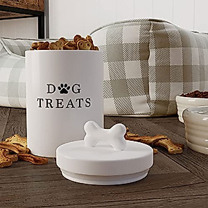Barnyard Designs Large Dog Treat Container Airtight, Cute Dog Treat Jar, Large Dog Treat Containers with Lids, Rustic Dog Treat Storage Container, Ceramic Dog Treat Jars for Kitchen Counter, White