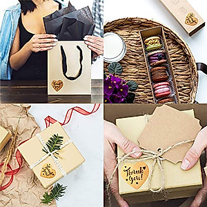 Thank You Heart Stickers Roll, 1.5 inch Thank You Stickers Brown Kraft Paper, 500p/Roll, Small Business, Party Decorative Sealing Labels Stickers(Heart Thank You Stickers 500Pcs/Roll)