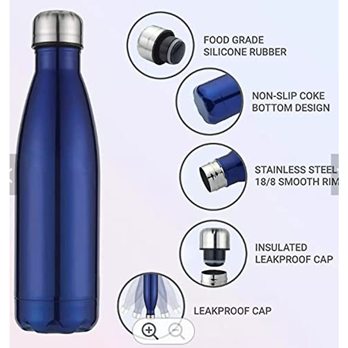 HOT-Chill Sports Water Bottle 16 oz Leak-Proof No Sweating BPA Free Reusable Vacuum Insulated Stainless Steel Water Bottles Double walled Coffee Thermos for women and Men Workout buddy.