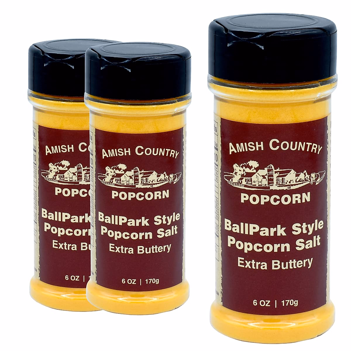 Amish Country Popcorn | Ballpark ButterSalt Popcorn Salt - 3-6 oz Bottles | Old Fashioned, Non-GMO and Gluten Free (3-6 oz Bottles)