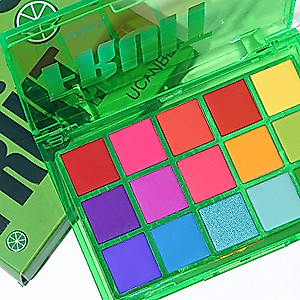 UCANBE Colorful Makeup Eyeshadow Palette 15 Shades Neon Rainbow Shimmer Matte Eye Shadow, Vibrant High Pigmented Blendable Make Up Pallets Kit - Fruit Punch