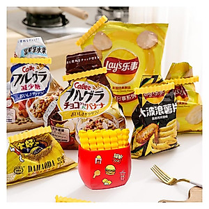 Generic Magnetic Fries Clips-12 Pcs Plastic Food Clips & Magnetic Plastic container with Fun stickers, Cute Kitchen Accessories Keep Food Fresh & Organized, Red and Yellow