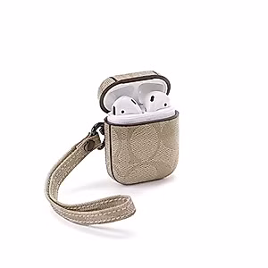 Designer Luxury Leather Elegant Airpods Case with Keychain for Airpods 2/1 Fully Protective Case for Airpods Accessories Gifts for Women Girls