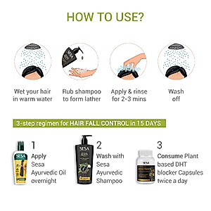 SESA Ayurvedic Medicinal Shampoo Hairfall Control Anti Dandruff Shampoo Infused with 17 Ayurvedic Herbs Smooth & Shiny Hair For Men & Women - 500 ml or 16.90 oz