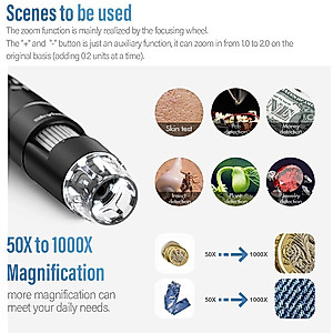 Digital Microscope Handheld USB HD Inspection Camera 50x-1000x Magnification with Stand Compatible with Samsung Galaxy, Android, Mac, Windows Computer