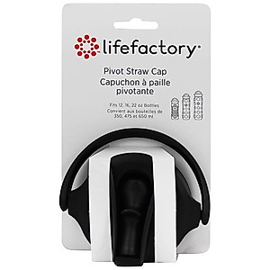 Lifefactory BPA-Free Pivot Straw Cap for 12-Ounce, 16-Ounce, and 22-Ounce Glass Bottles, Onyx