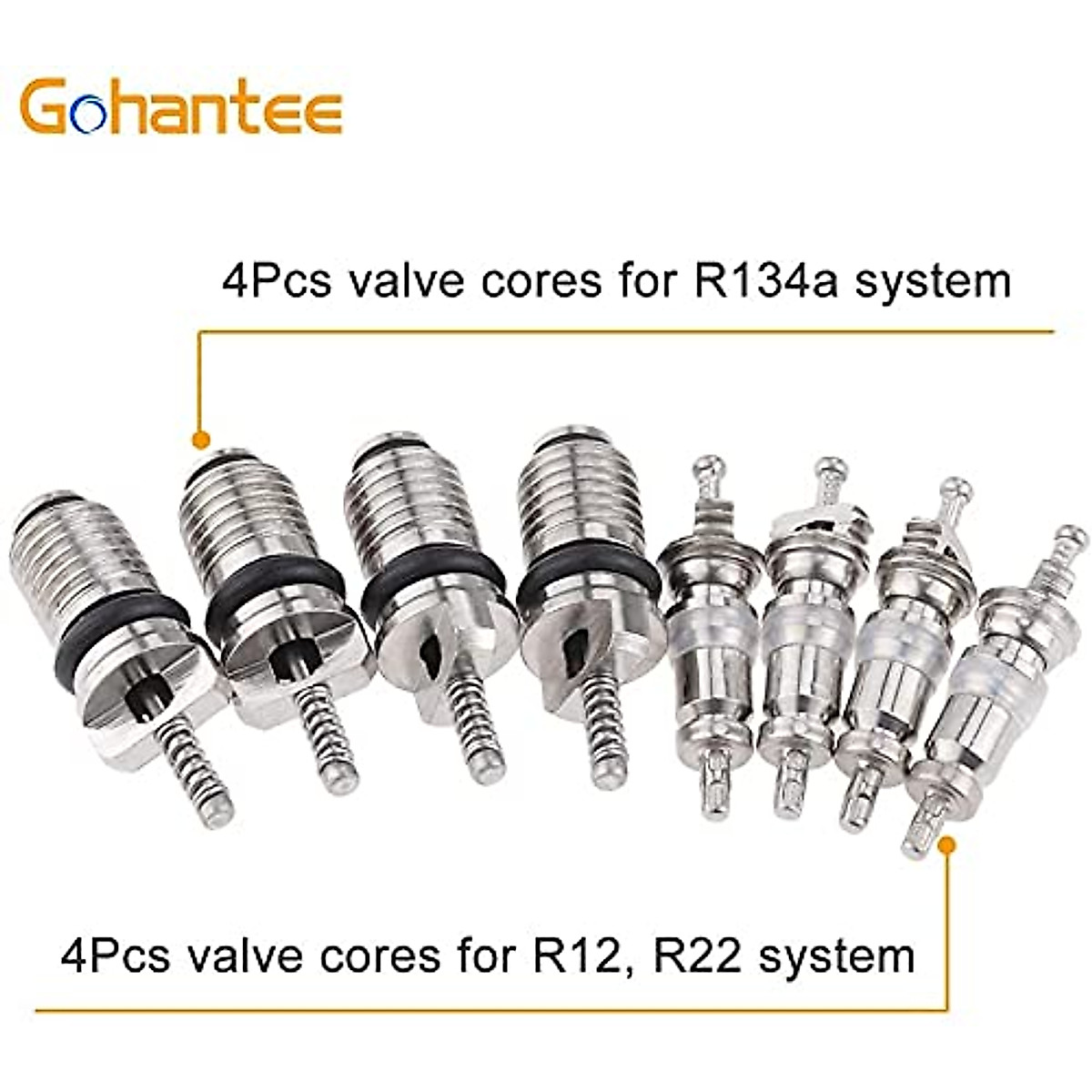 gohantee 17Pcs Air Conditioning Valve Core Kit Schrader Valve Cores Accessories A/C R12 R134a Refrigeration Valve Stem Core Rmover Tool HVAC System Seal Caps Kit
