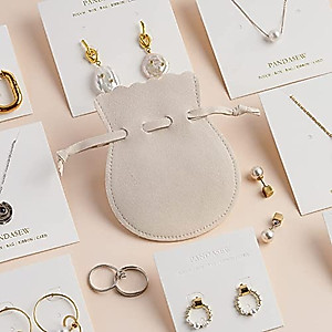 PandaSew Jewelry Bag 20pcs Luxury 10x8cm Microfiber Jewelry Pouch for Rings,Necklace,Pendant Gift Drawstring Packaging Bags, Beige