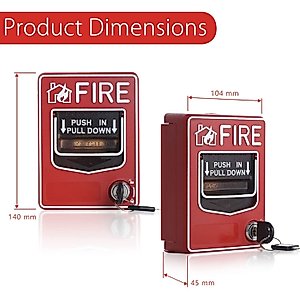 Tokatuker Emergency Alarm Station with Key Conventional Dual Action Manual Call Point Pull Fire Alarm Panic Button SOS Switch for Alarm Siren or Panel