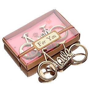 24 PCS Love Design Golden Bicycle Shape Bottle Openers for Wedding Favors Bridal Shower Gifts ，Decorations and Souvenirs for Guests (24, golden love bicycle)