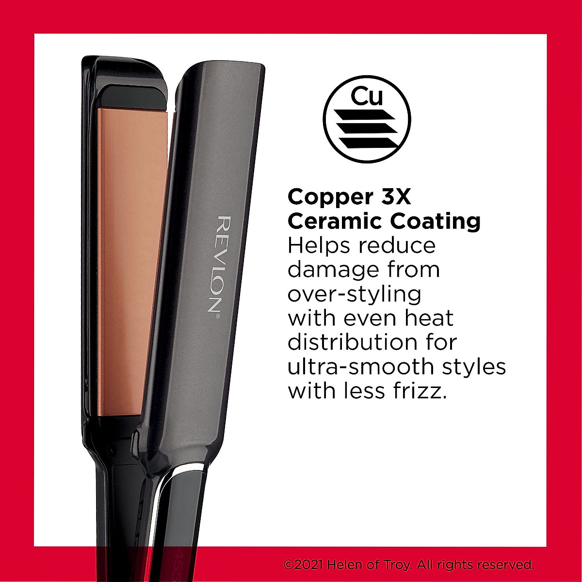 Revlon Copper Smooth Hair Flat Iron | Frizz Control for Fast and Shiny Styles, (XL 1-1/2 in)